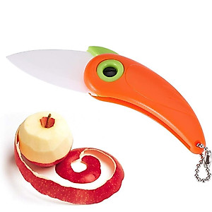 TOPINCN Ceramic Paring Knife Mini Kitchen Fruits Vegetable Ceramic Folding Handle Pocket Knife Camping Knives Cutting Tools 4 Colors (Red)