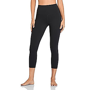 HeyNuts High Waisted Yoga Capris Leggings for Women, Buttery Soft Workout Cropped Pants Compression 3/4 Leggings 21'' Black XS(0/2)