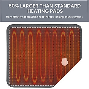 Electric Heating Pad 20"x24" for Back Pain Relife, Cramps, Neck and Shoulder, Moist/Dry Heat Therapy with Auto Shut Off Heating Pads, Holiday Christmas Gifts for Women Men Mom Dad, Gray