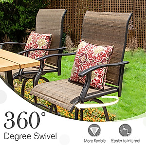 Sophia & William Patio Swivel Bar Stools Set of 4, Bar Height Patio Chair, High Top Patio Chairs, Supports 300 lbs (Brown Fabric)