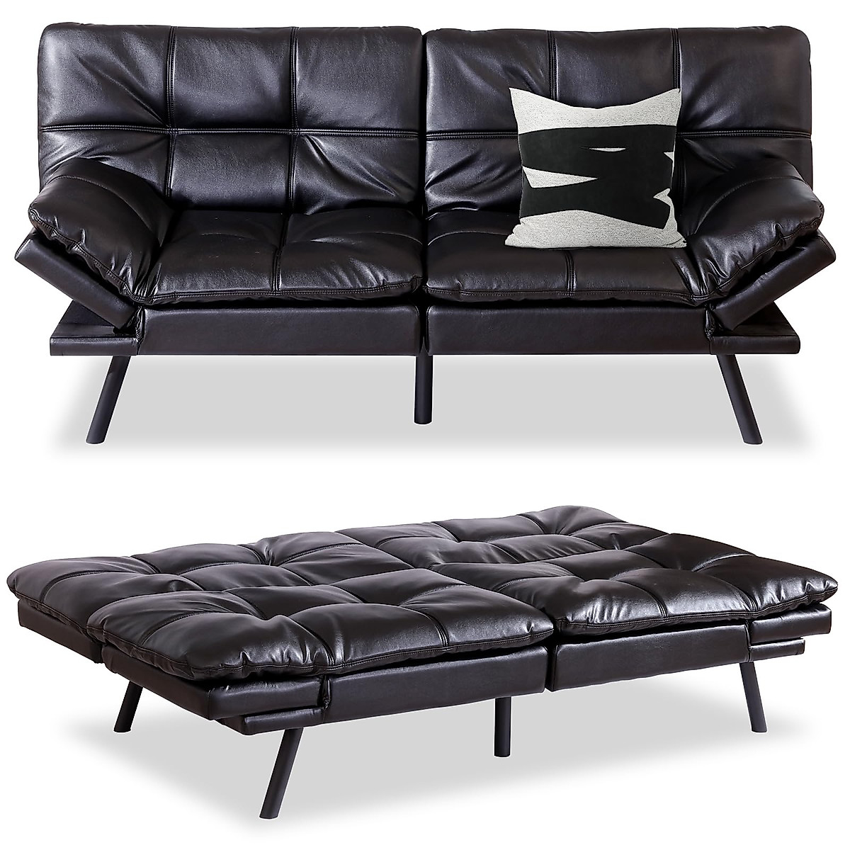 MUUEGM Futon Sofa Bed Couch Sleeper Memory Foam Convertible Futon Couch Bed,Modern Futon Folding Love Seat Sofa for Living Room,Compact Space,Apartment,Office,Dorm,Bonus,71" Dx33 Wx31.5 H,Grey