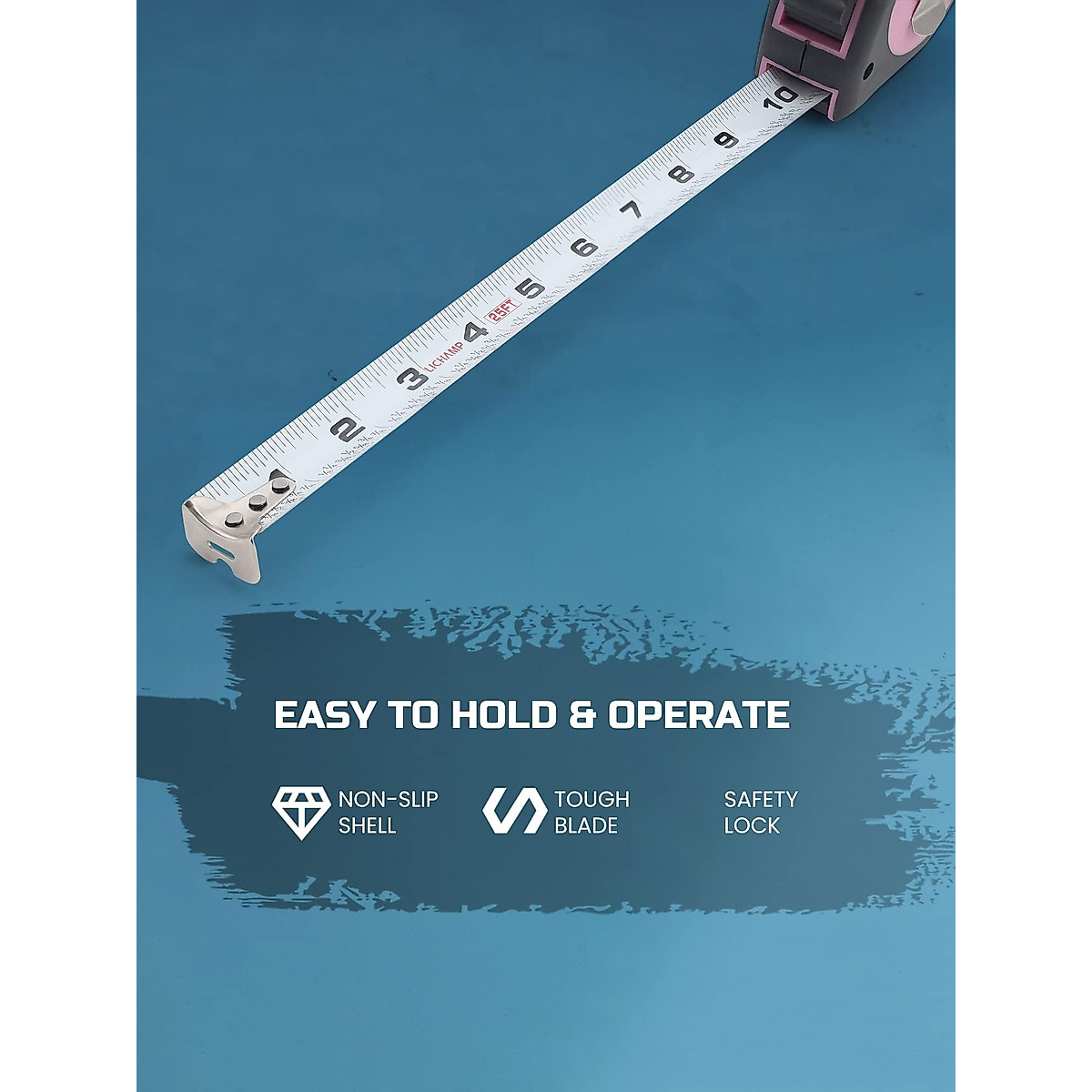 Lichamp Pink Tape Measure 4 Pack, 10ft 16ft 25ft Tape Measure Set with Soft Tape Measure, 10ft x 5/8in, 16ft x 3/4in, 25ft x 1in, 04MXPK