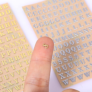 18 Sheets Tiny Letter Stickers, Letter Stickers Small Self Adhesive Glitter Alphabet Number Stickers with 2 Pink Tweezers Metallic Letter Sticker for Scrapbook Photos DIY Crafts