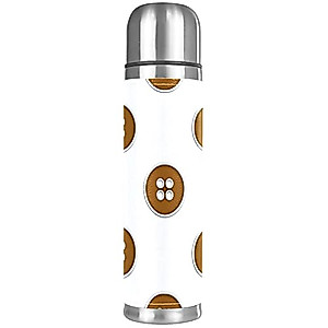 Stainless Steel Leather Vacuum Insulated Mug Christmas Cookies Thermos Water Bottle for Hot and Cold Drinks Kids Adults 16 Oz