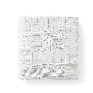 VCNY Home | Dublin Collection | Throw Blanket - 100% Cotton in Cable Knit Weave, Ultra Plush, Luxuriously Warm - for Bed, Couch, or Chair, Throw, White 50x70