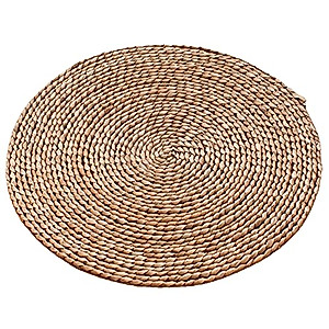 NUZYZ Rattan Floor Cushion, Rattan Placemat Anti-Skidding Heat Resistant Not Easy Deform Braided Straw Table Mat for Home Jute Yellow 30cm