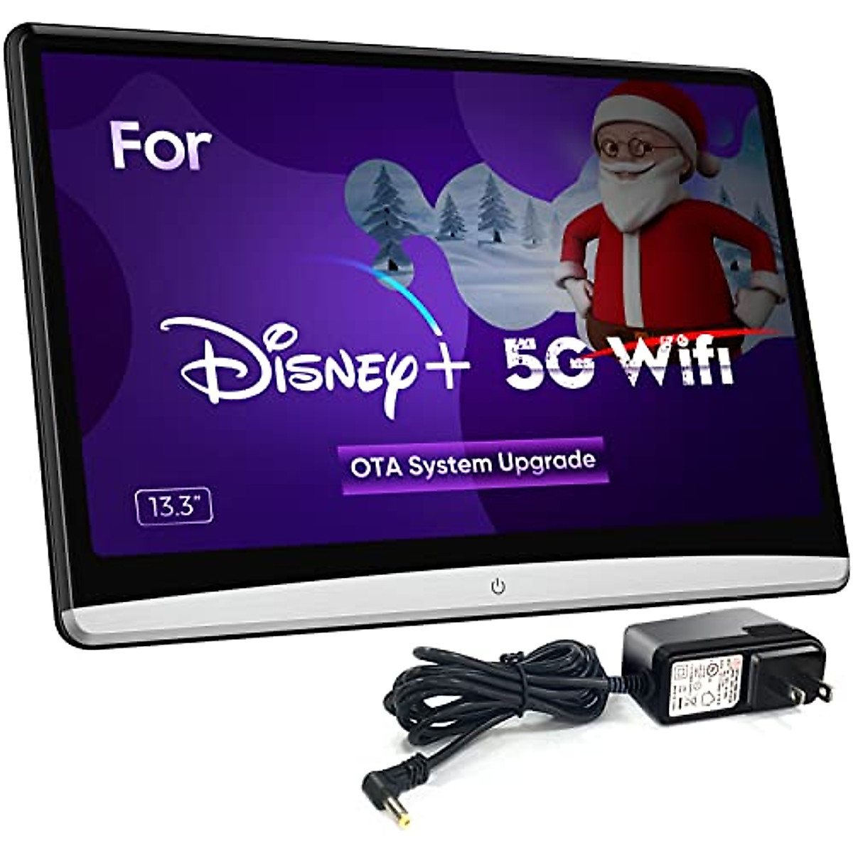 13.3 Inch(2G ram 32G ROM) 5G WiFi OTA 4K Android 10.0 Portable Multifunction Car TV Headrest Monitor Tablet Touch Screen 1080P Headset Bluetooth/HDMI in+Out/FM/Mirror Link Video Player(1PC)