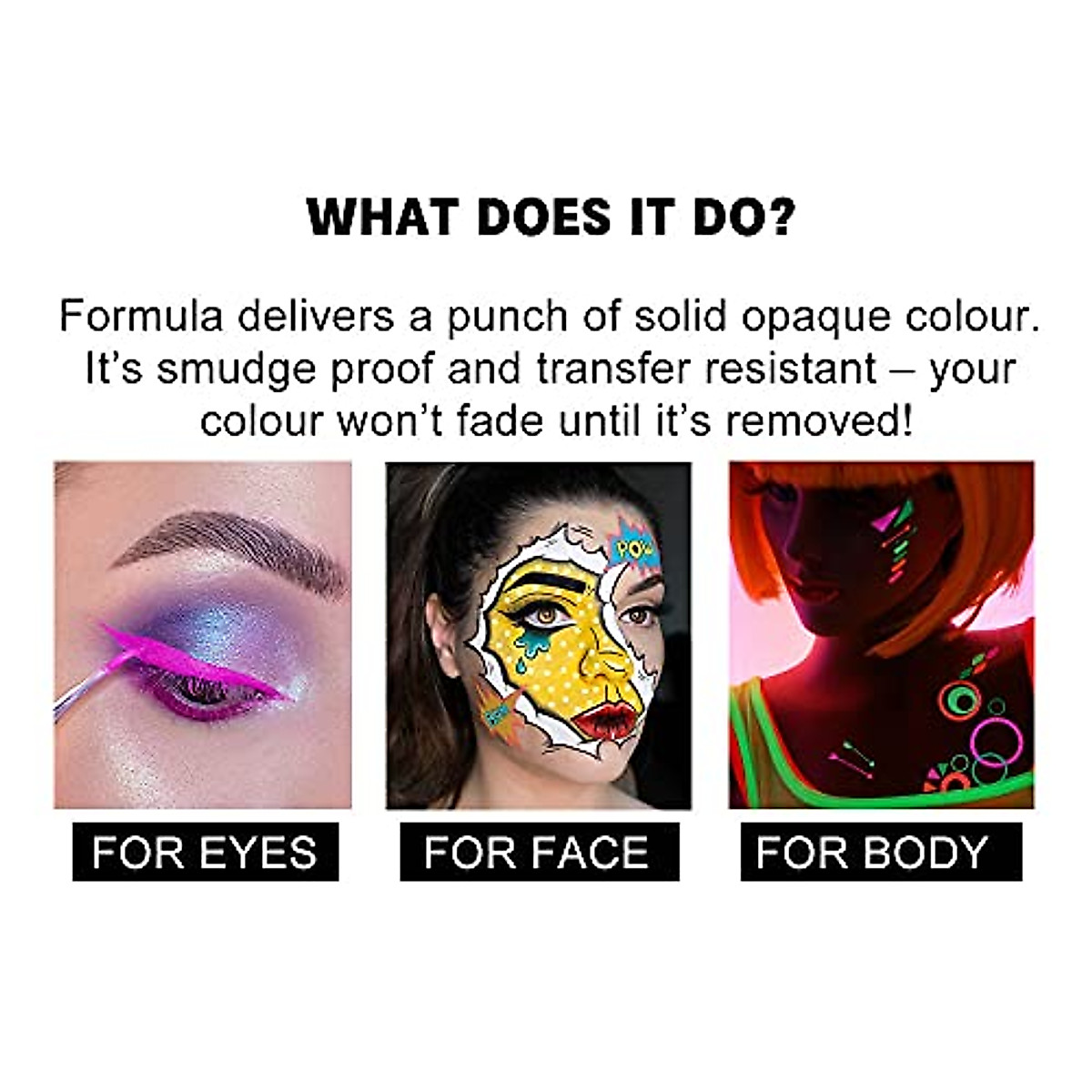 MEICOLY 2 Packs Water Activated Eye Liner Palette,Neon Face Paint Colored Retro Hydra Liner,Water Activated Eyeliner,Matte Graphic Eyeliner,UV Blacklight Glow Black White Face Body Paint,16 Colors