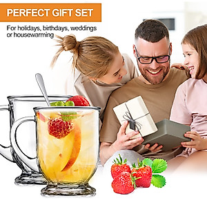 6 Sets 24 oz Large Glass Coffee Mugs with Spoons Clear Coffee Mugs Large Clear Tea Cups Large Capacity Coffee Glasses with Handles for Hot and Cold Beverages Espresso Latte Cappuccino Juice Milk