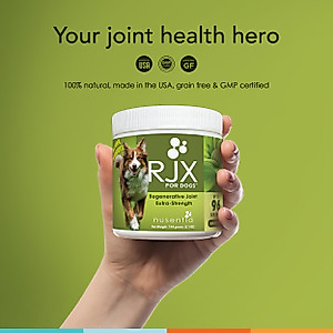 NUSENTIA Joint Health Supplement for Dogs, RJX Powder (144 G) - Extra Strength Glucosamine, Chondroitin, MSM