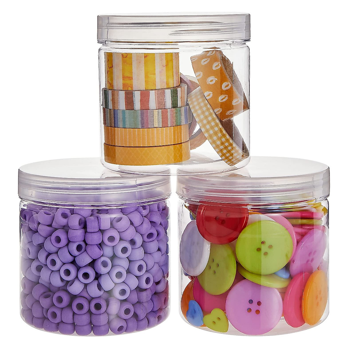 Juvale Slime Containers with Lids - 8 Pack Clear Plastic Jars for Kids DIY Crafts (12 oz)