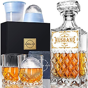Lighten Life Gifts for Husband,Birthday Gift for Husband,Anniversary Wedding Gifts for Him from Wife,Valentines Day Gift for Husband,Whiskey Decanter Set for Husband in Gift Box