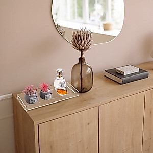 Maitys Acrylic Vanity Tray Bathroom Tray for Serving Vanity Makeup Organizer Clear Hand Towel Kitchen Countertop Makeup Perfume Cosmetics Organizer Valentine's Day Gift(11.8 x 5 Inch, 3 Pcs)