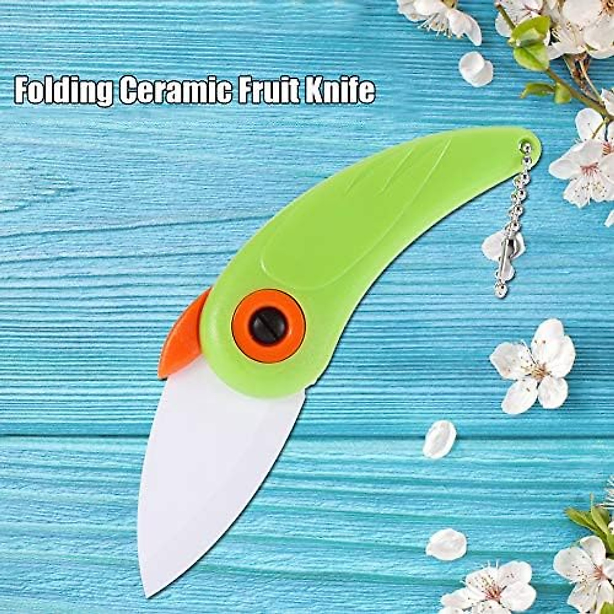 TOPINCN Ceramic Paring Knife Mini Kitchen Fruits Vegetable Ceramic Folding Handle Pocket Knife Camping Knives Cutting Tools 4 Colors (Green)
