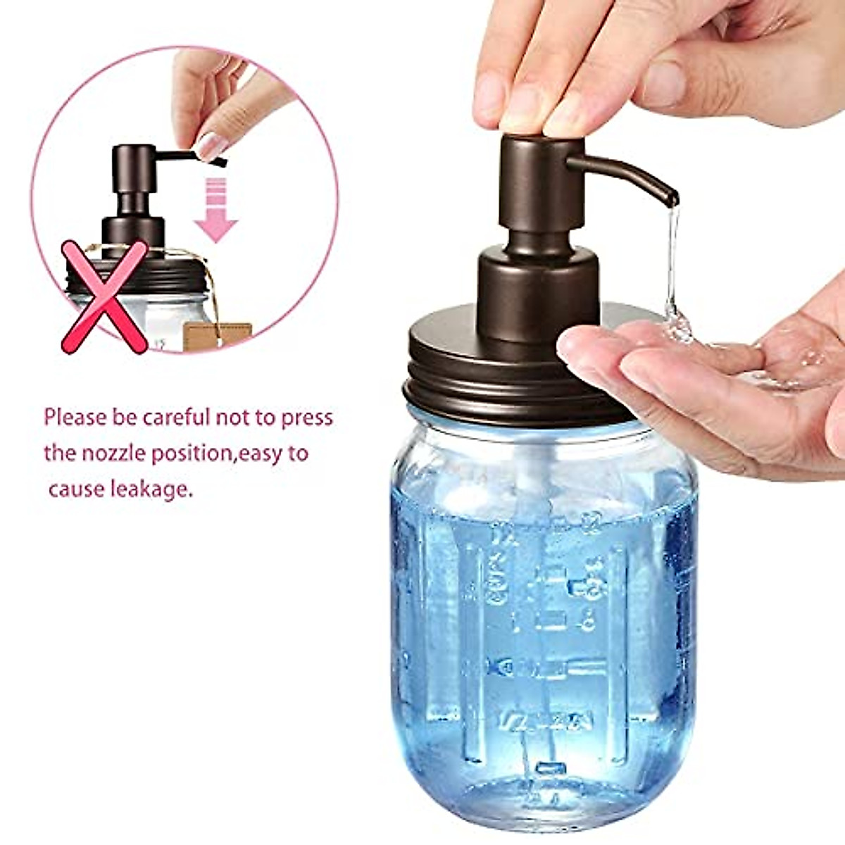 Amolliar 4PCS & 2pcs Bronze Mason Jar Bathroom Accessories Set-3pcs Lotion Soap Dispenser & 2pcs Cotton Swab Holder &1pcs Toothbrush Holder,Waterproof Stickers,Rustic Farmhouse Decor