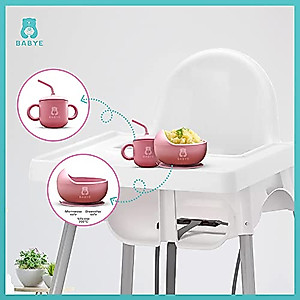 BABYE Silicone Baby Feeding set, Baby led weaning supplies, Baby spoons, Sippy cup, Toddler utensils, toddler plates, baby bowls, feeding supplies, Snack cups, Baby bibs