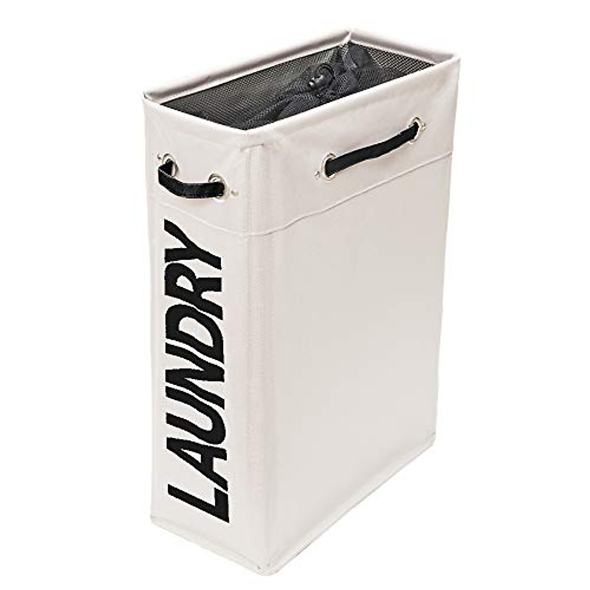 Comfortez Slim Laundry hamper with handles Portable Narrow cloth hamper Skinny laundry hamper Waterproof Clothes hamper Fabric baskets for laundry（Beige）