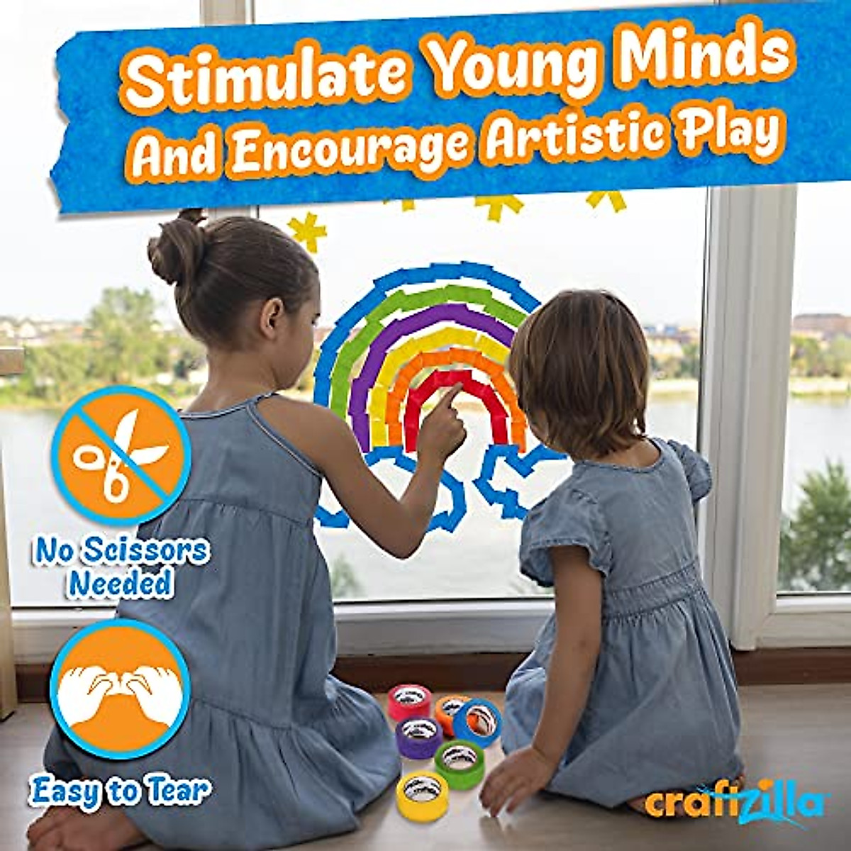 Craftzilla Colored Masking Tape – 7 Roll Multi Pack – 210 Feet x 1 Inch of Colorful Craft Tape – Vibrant Rainbow Colored Painters Tape – Great for Arts & Crafts, Labeling and Color-Coding