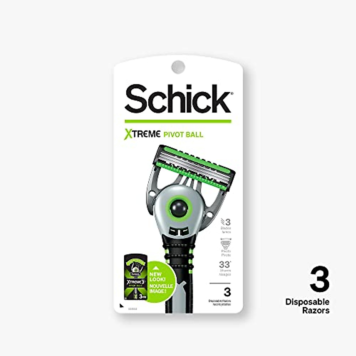 Schick Xtreme Pivot Ball Razor — Disposable Razors Men, Pivot Razor, Schick Pivot Ball, 3 Count
