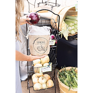 Potato Storage Bag | Natural Jute Potato Onion Garlic Storage Set for Pantry | Breathable & Fresh Onion Potato Storage | Easy to Clean Potato and Onion Storage Bag | Air Flow, Light Blocking