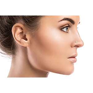 Lavari Jewelers Straight Stud 22 Gauge 3mm White Cubic Zirconia Nose Ring in 14k Gold