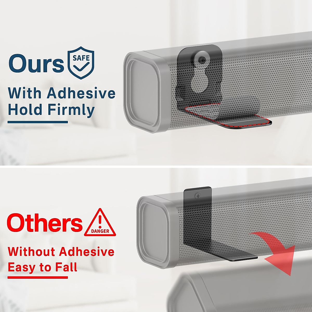 notiela Soundbar Mount Shelf for Samsung, Sony, LG, Vizio, Bose, Onn and More Soundbar Wall Mount Bracket - Sound Bar Mounts Under TV Mounting Bracket