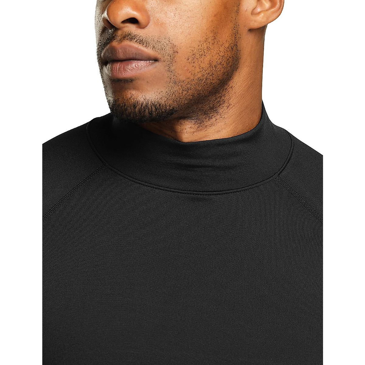 TSLA Men's Thermal Long Sleeve Compression Shirts, Mock/Turtleneck Winter Sports Running Base Layer Top, Heatlock Mock Neck Black, Large