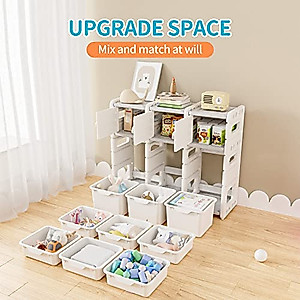 UNICOO Kids Storage Shelves, Children Toy Storage Organizer, Kids Bookshelf and Toy Storage for School, Bedroom, Playroom or Nursery (3 * 4)