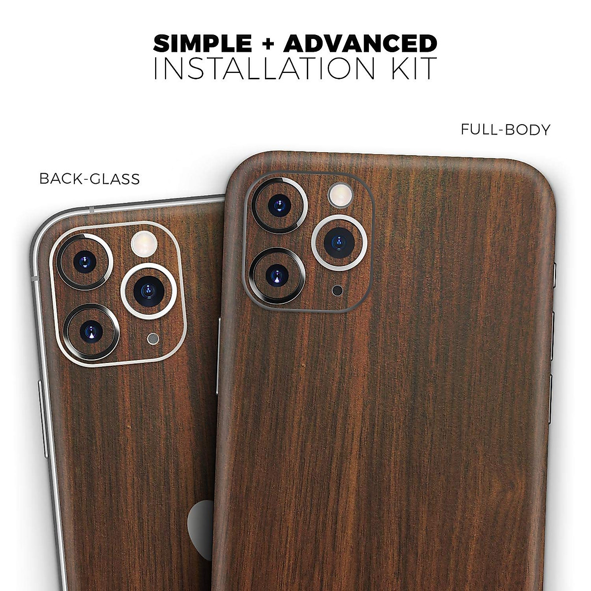 Design Skinz Dark Walnut Stained Wood - DesignSkinz Protective Vinyl Decal Wrap Skin Cover Compatible with The Apple iPhone 12 Pro (Full-Body, Screen Trim & Back Glass Skin)