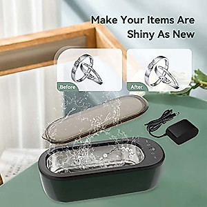 Aparatoo Jewelry Cleaner, 45kHz Ultrasonic Cleaning Machine with 4 Time Modes, Portable Professional Household Cleaner for All Eyeglasses Watches Shaver, BLACK GREEN