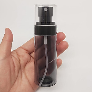 PimyRcyi 2oz Small Travel Spray Bottle Empty 60ml Transparent Black Fine Mist Toner Plastic Bottle(6pcs,Black)