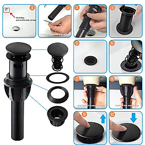 2 Pack Pop up Drain Stopper with Overflow, Push Button Sink Drain for Bathroom Sink Vessel Sink Vanity Sink, Pop up Sink Drain Bathroom Sink Drain, Push Sink Stopper Oil Rubbed Bronze