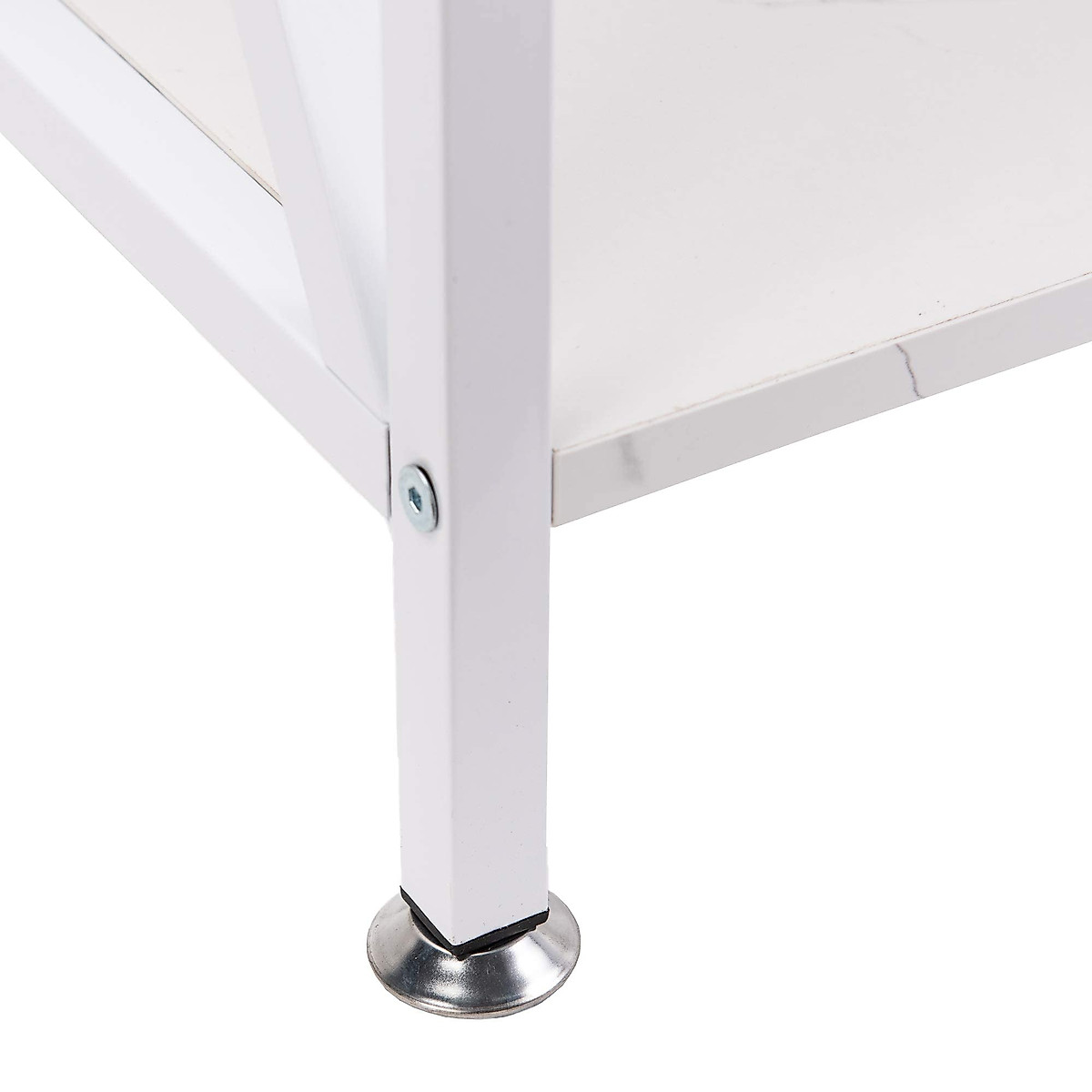 GOOD & GRACIOUS Nightstand End Side Table with Drawer Night Stand End Tables with Shelf for Living Room, Bedroom, Bed Side, Small Narrow Side Tables, Metal White