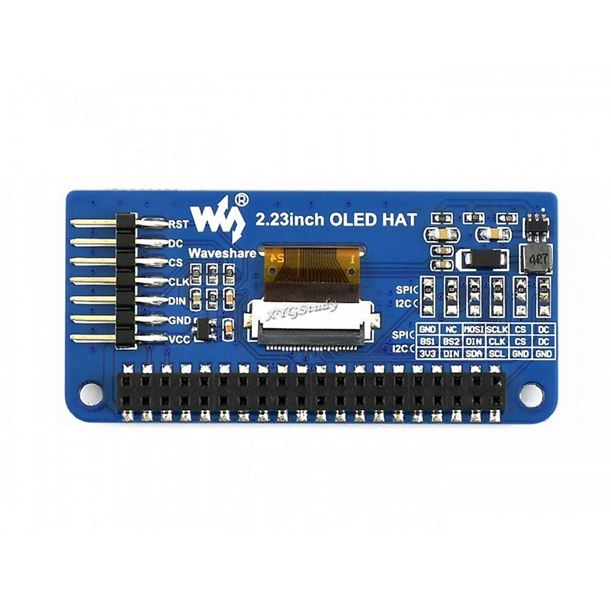 XYGStudy 2.23 inch OLED Display HAT for Raspberry Pi 2B/3B/4B/Zero/Zero W Jetson Nano 128×32 Pixels SPI/I2C Interface
