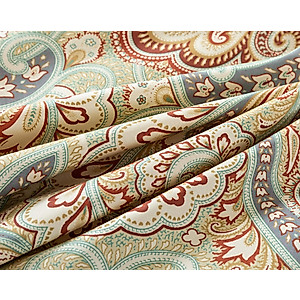 Eikei Boho Paisley Print Luxury Duvet Quilt Cover and Shams 3pc Bedding Set Bohemian Damask Medallion 350TC Egyptian Cotton Sateen (Rust, Queen)