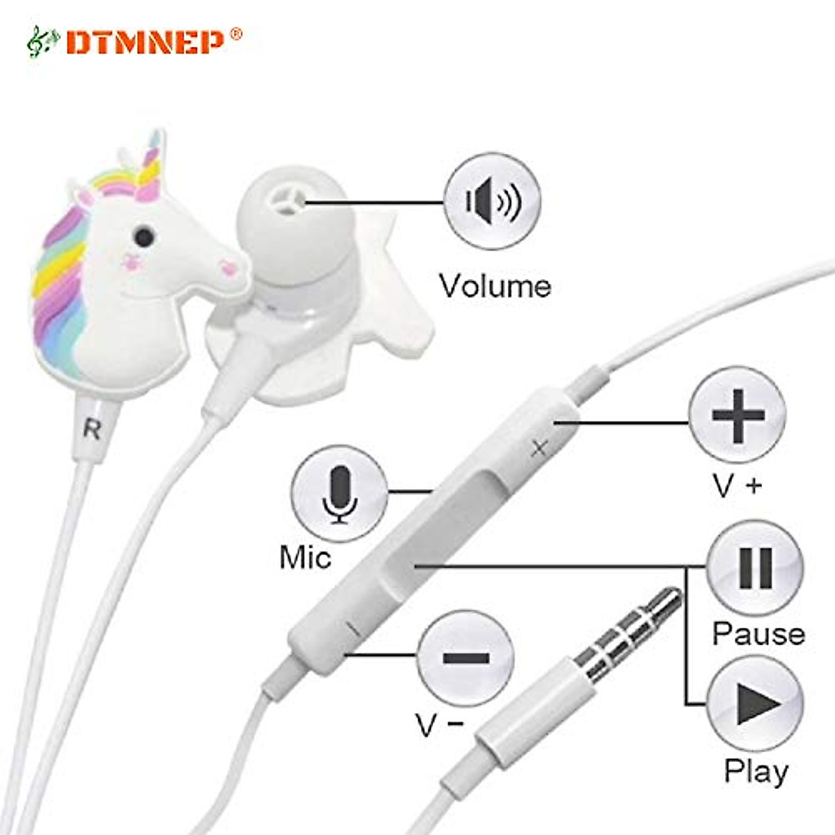 DTMNEP Unicorn Gifts for Girls - Earbuds Earphones for Kids Compatible with Apple Android with Rainbow Unicorn Bracelet Wristband/Headphone Case/Gift Card/Gift Box, and Back to School Supply for Kids