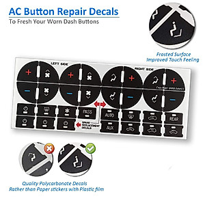 TraderPlus 3 Pack Replacement AC Dash Button Sticker Repair Kit Fit