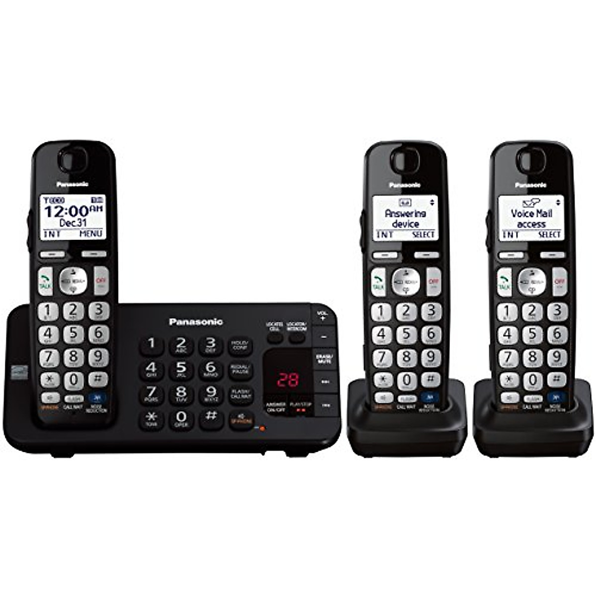 Panasonic KX-TGE243B DECT 6.0 Expandable Digital Cordless Answering System, 3 Handsets,Black