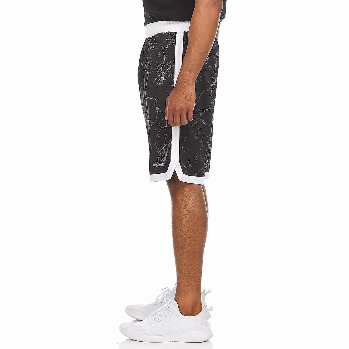 Spalding Mens Marble Performance Basketball Short, 10" Inseam, Black Marble, S