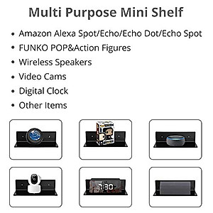 Kamtop Acrylic Floating Wall Shelves Set of 2 with Cable Clips Small Display Shelf Adhesive Display Shelves for Alarm Clock Wireless Speaker Video Games