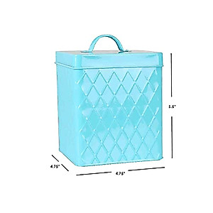 Home Basics CS47382 Tin Container for Kitchen Tea, Coffee, Sugar, Cookies, Food, Flour, Baked Goods & Laundry Storage, Small Canister with Cover, Turquoise
