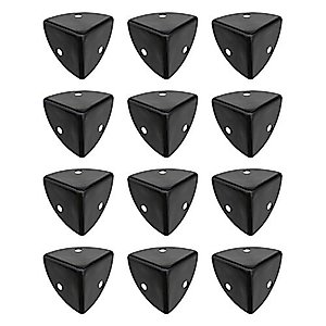 12pcs Black Corner Brace Decorative Protectors Wrap Angle Edge Guard Cover Brackets 25mm for Wooden Case Trunk Box Flightcases