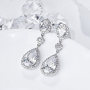 SELOVO Women's Teardrop Dangle Earrings Silver Tone Wedding Bridal Earrings