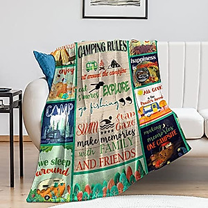 Firiseroh Camp Life Throw Blanket Flannel Soft for Bedroom Sofa Travelling Camping for Kids Adults