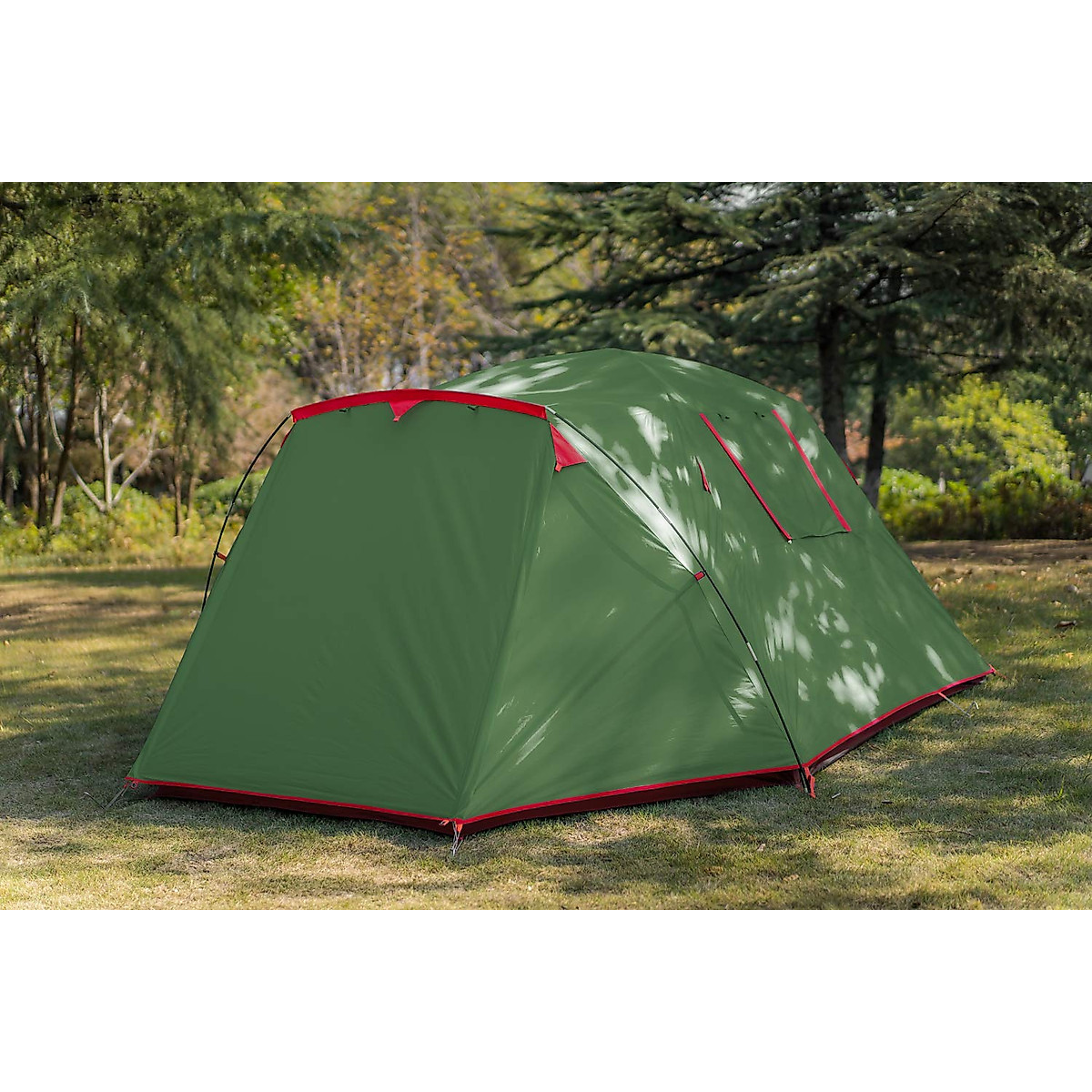 KAZOO 4 Person Camping Tent Outdoor Waterproof Family Large Tents 4 People Easy Setup Tent with Porch Double Layer