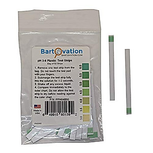 pH 3-6 Short Range Test Strips [Bag of 50 Strips] for Testing Sushi Rice, Salsa, and Kefir