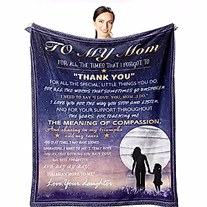 Wisegem Mom Gifts from Daughters - to My Mom Blanket 60"x50" - Gifts for Mom from Daughter - Mothers Day Blanket Gifts for Mom - Best Mom Ever Gifts - Valentine Birthday Gift Ideas
