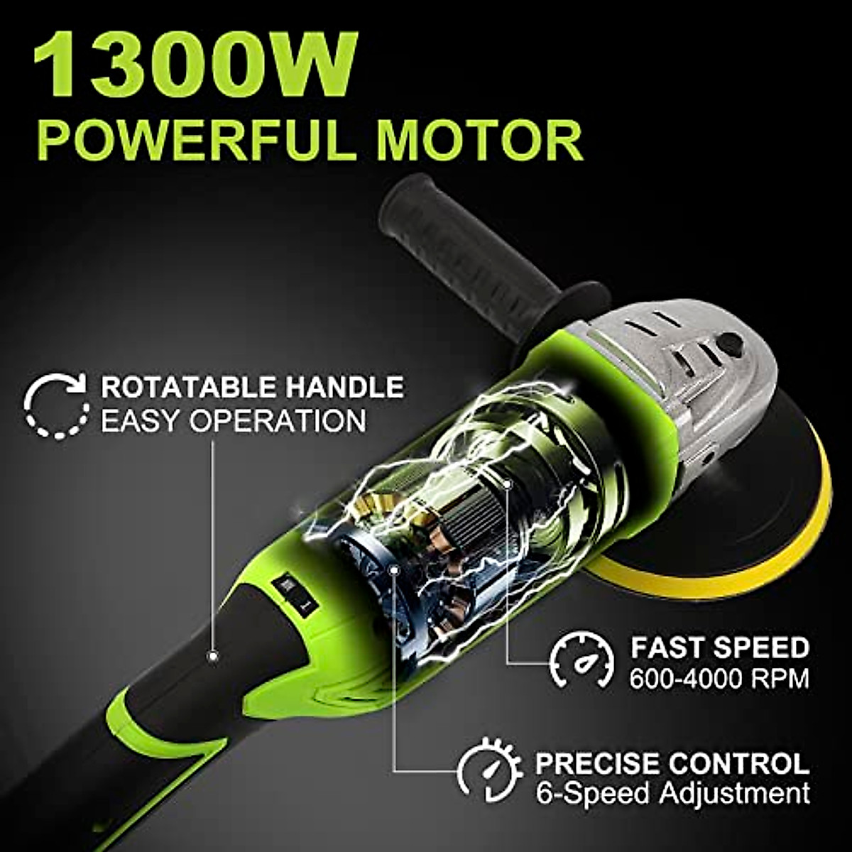 COMOWARE Buffer Polisher for Car Detailing, 7 Inch/6 Inch Car Buffers and Polishers Kit, 6 Variable Speed 600-4000 RPM, 1300W Car Polisher, Polishing Machine for Sanding, Polishing, Waxing