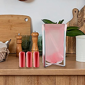 Multifunctional White Eco Kitchen Stand Holder and Drainer, Stand Support Storage Rack Plastic Bag Dispenser for Plastic Bags, Bottles, and Cups (50 Plastic Bags Included)