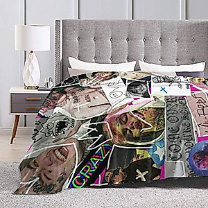 CNAOWHG Lil Blanket Peep Rapper Flannel Blanket Hippie Psychedelic Art 3D Printed Soft Shaggy Throw Blanket All Season Warm Blanket for Couch Sofa Bedroom Decoration 50"x40"